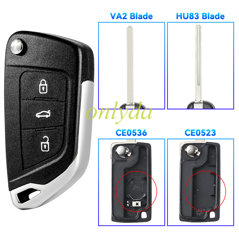 Modified for Peugeot key shell with 3 button with car button with ...