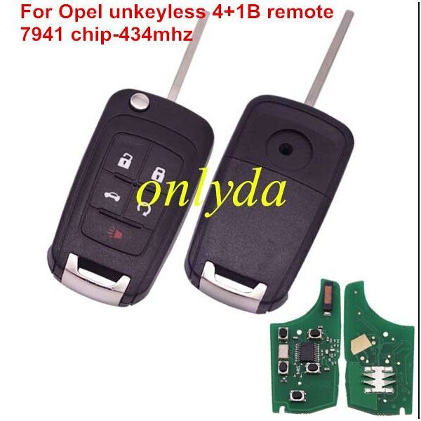 For Chevrolet 4+1 button unKeyless remote key with 434mhz/315mhz with ...