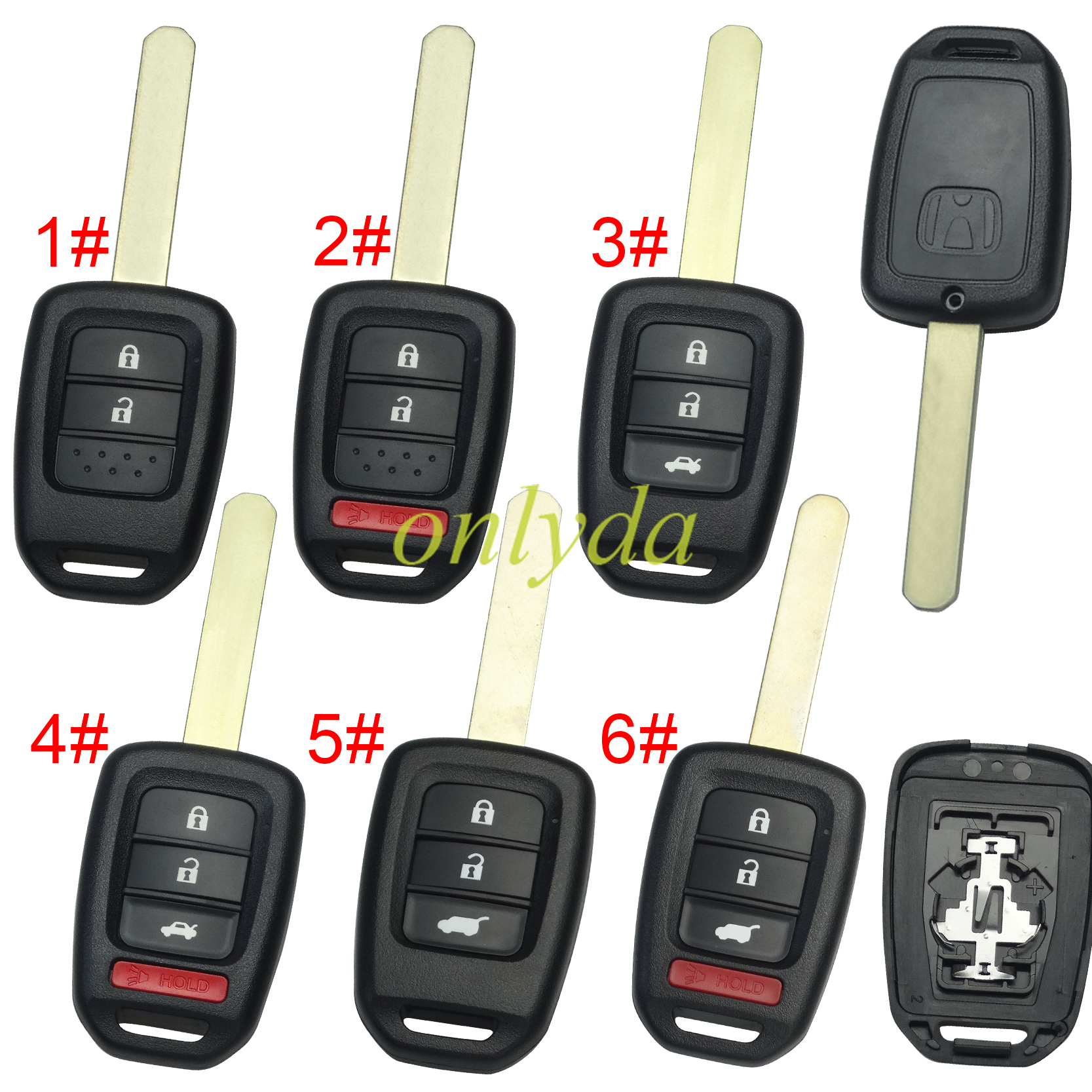 Honda remote key blank with badge , pls choose button