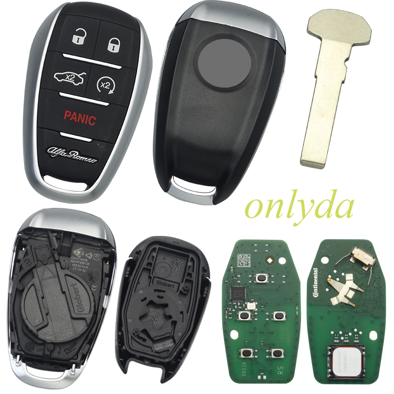 For OEM ALFA ROMEO GIULIA keyless 4+1 button remote key 434mhz ...