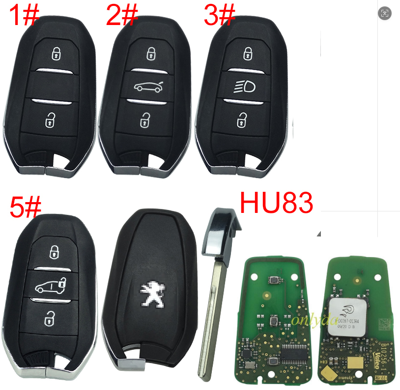 original Peugeot smart remote key with 434mhz (HITAG AES) 4A chip ...