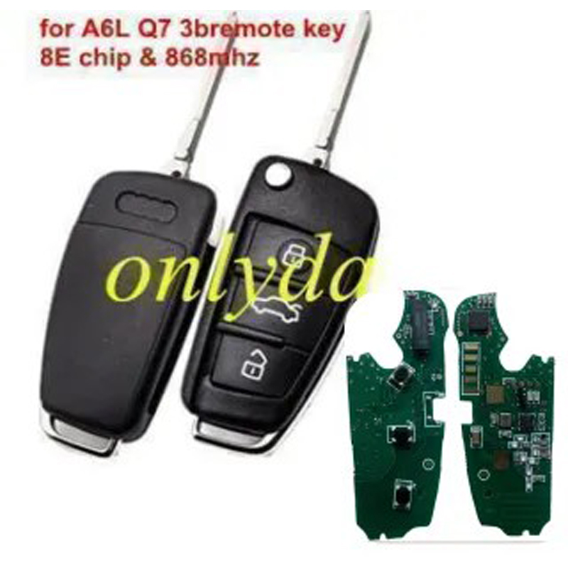 VVDI Brand Audi A6L Q7 3 button remote key with 8E chip 315mhz & 434mhz ...