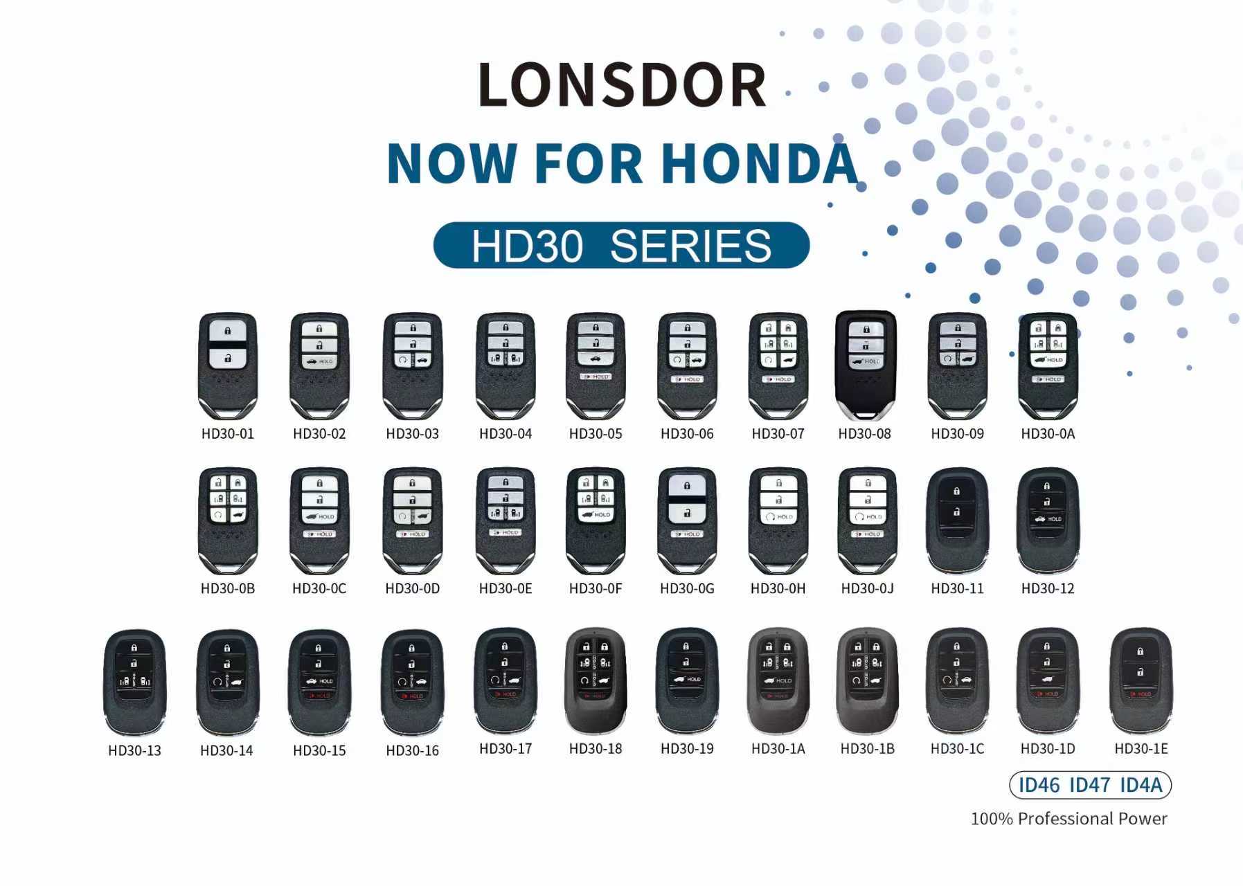 Lonsdor HD30 series universal remote key for Honda, pls choose button