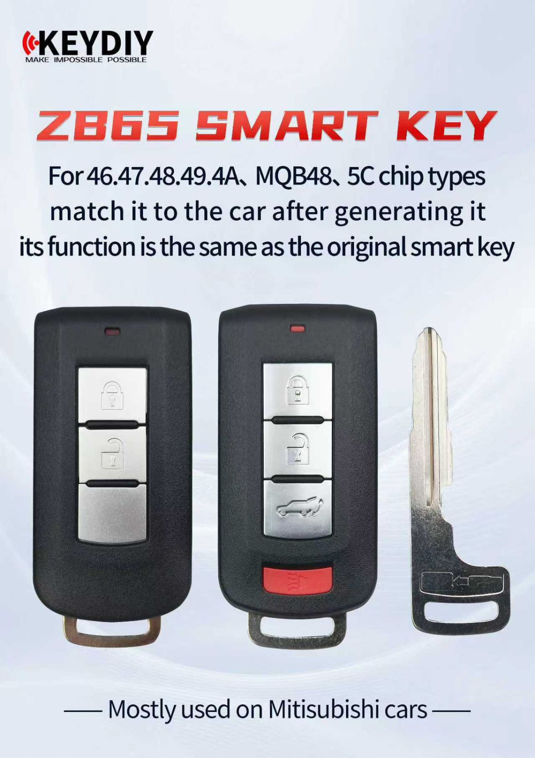 KEYDIY Remote key ZB65-2/ZB65-3+1 smart key for Mitsubishi style